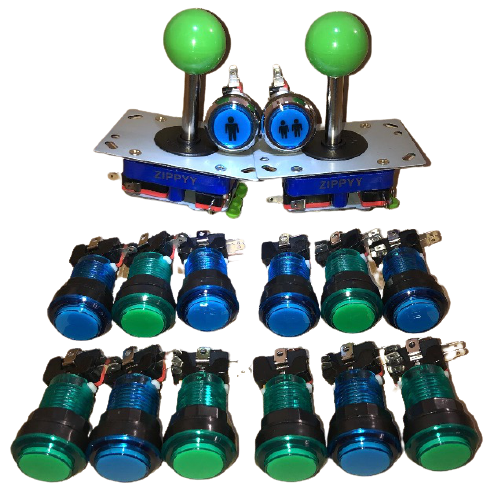 Joystick Pack 2 x joysticks and 14 LED buttons, choose your colours ...